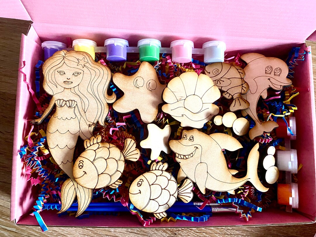 Mermaid DIY Paint Kit Craft Kit for Kids Sea Animals Paint Kit Under ...