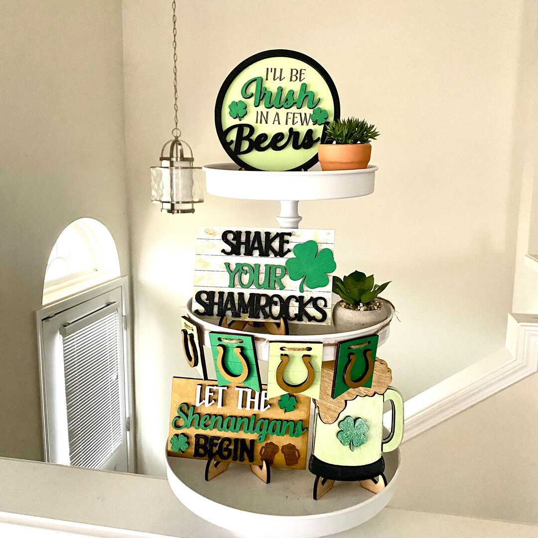 St. Patrick's Day Tiered Tray | Irish Farmhouse | Shake Your Shamrocks ...