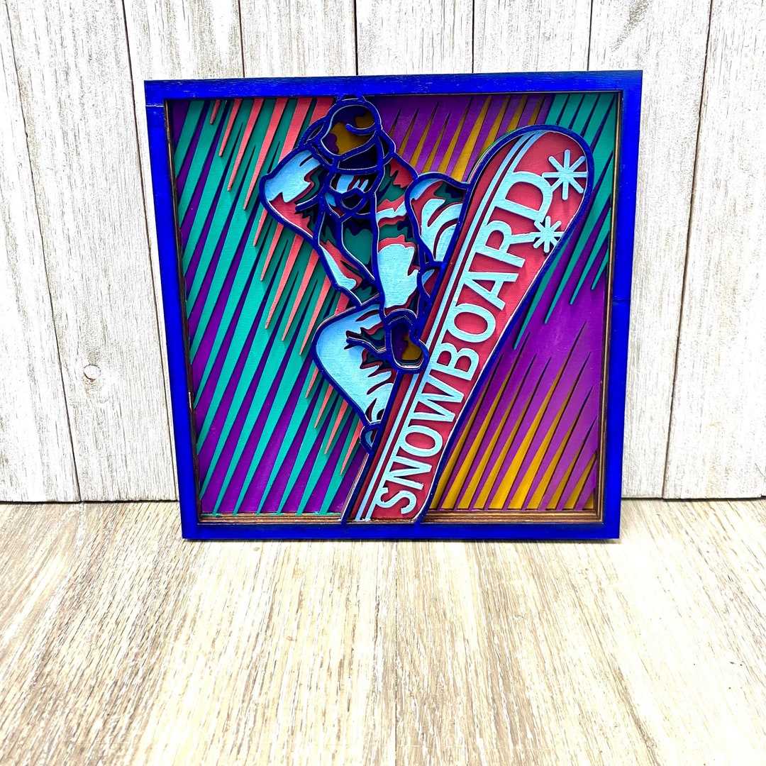 Snowboard 3D Retro Wood Wall Decor, Ski Lodge Decor, 6 Layer Snowboard ...