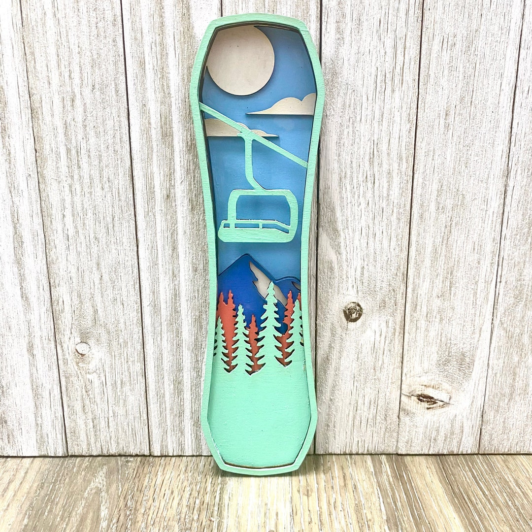 Snowboard 3D Chair Lift Wood Sign, 6 Layer Snowboard, Snowboard Theme ...