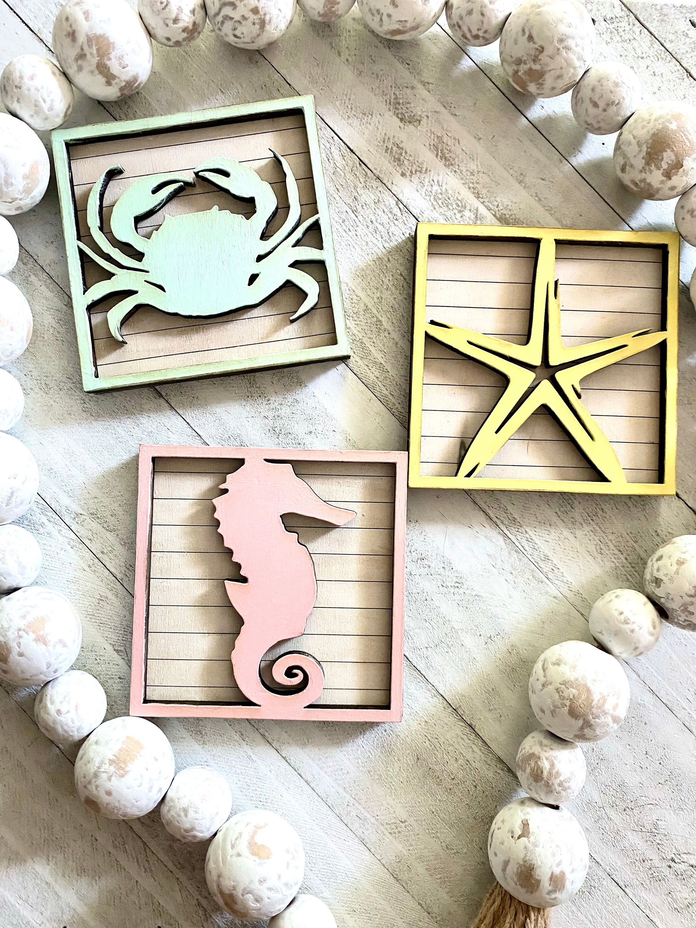 Shiplap Beach Small Signs | Beach Tier Tray | Nautical Shiplap Mini ...