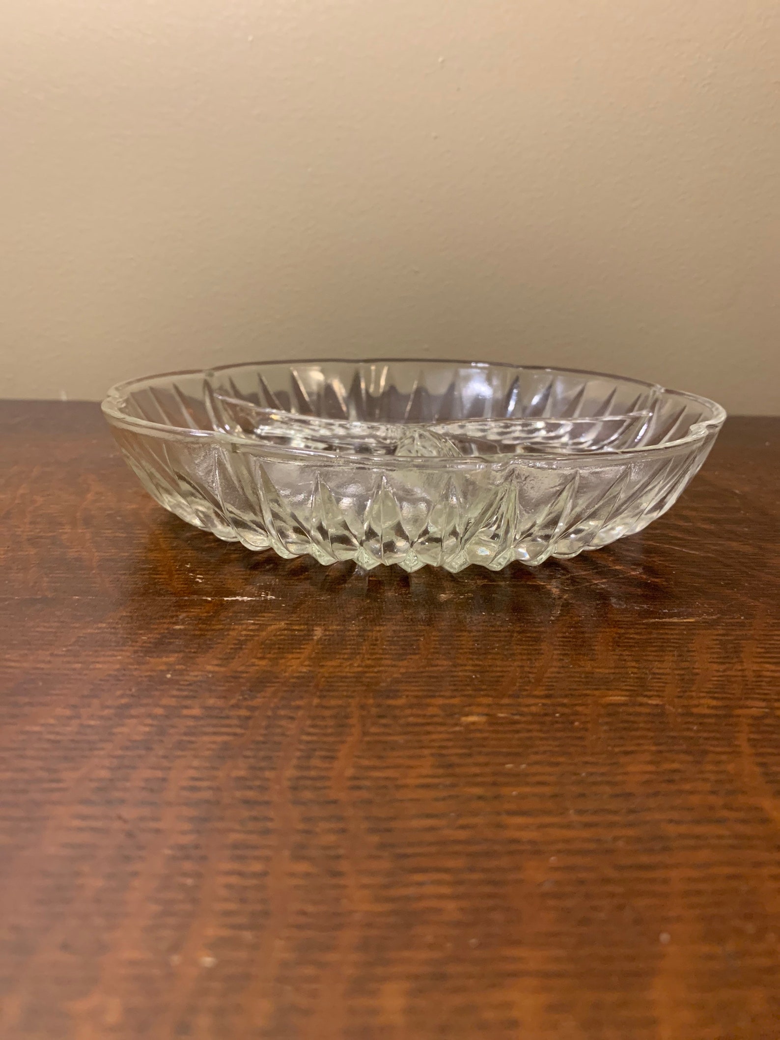 Vintage Glass 3 Section Divided Relish Dish | Etsy