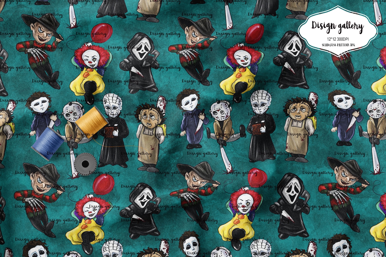 Horror Digital paper seamless patterns | Etsy