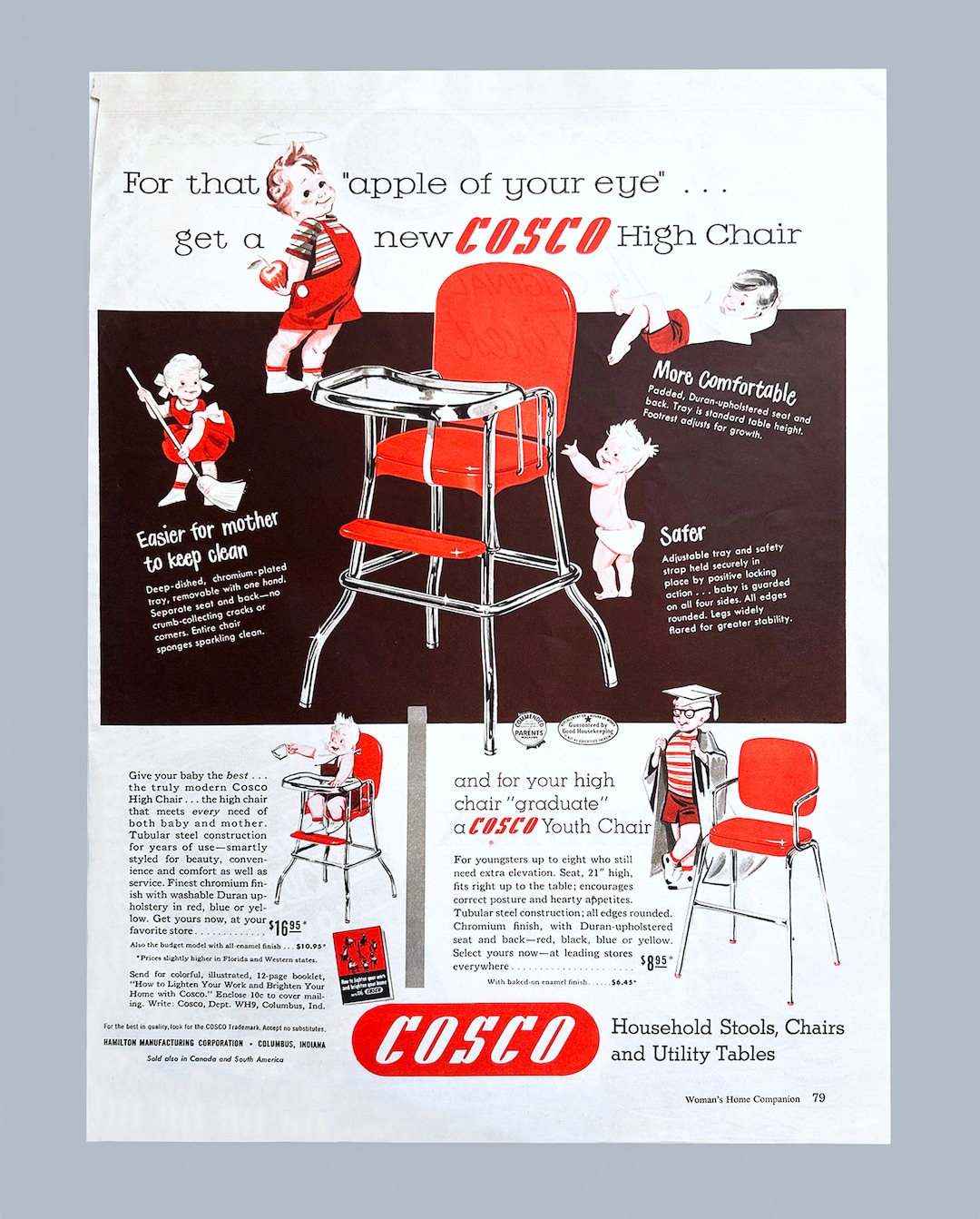 Cosco 1950 Ad, Vintage Ad for Cosco Chair, Baby High Chair, Youth Chair ...