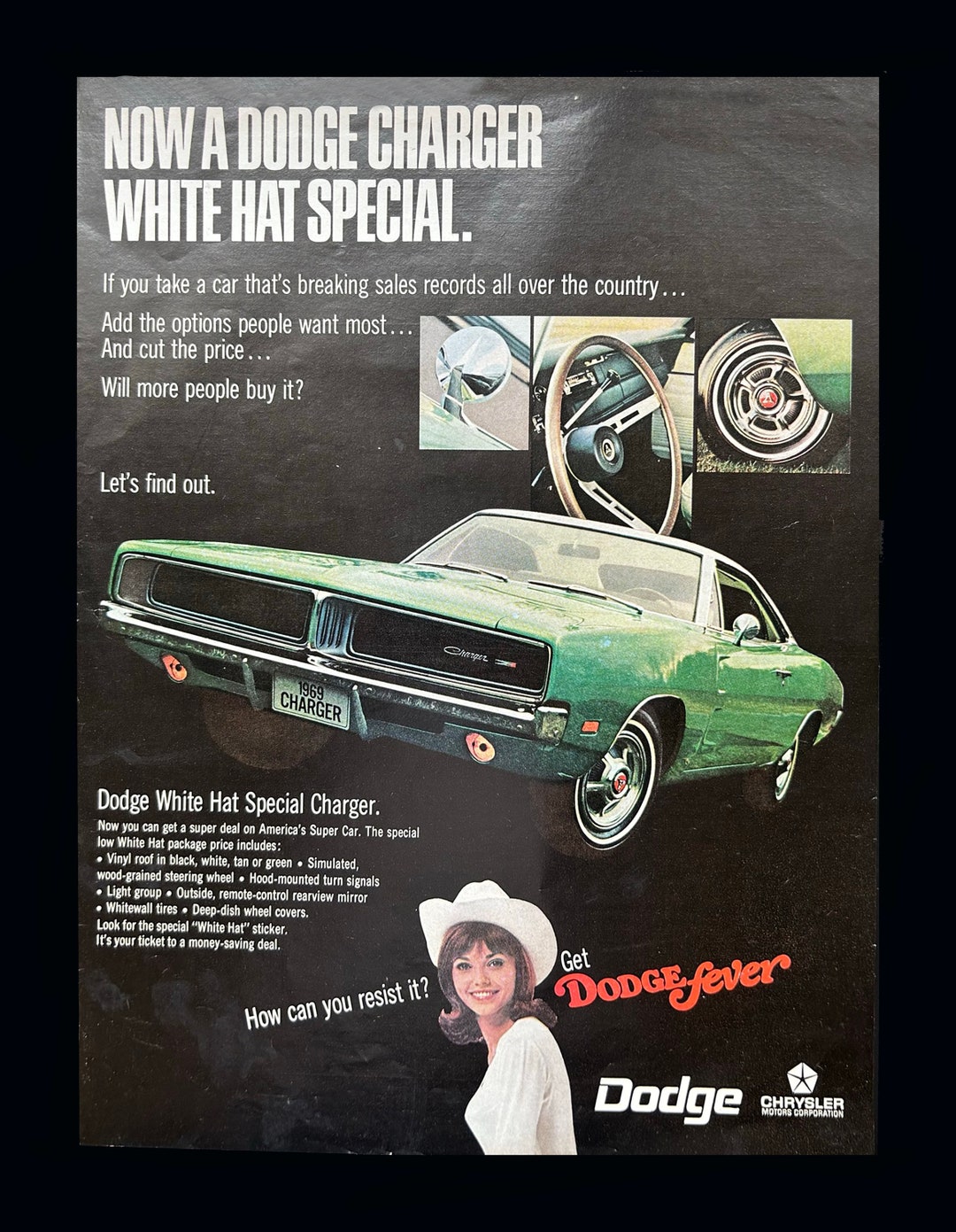 1969 Dodge Charger Vintage Magazine Ad, Classic Car Wall Art - Etsy