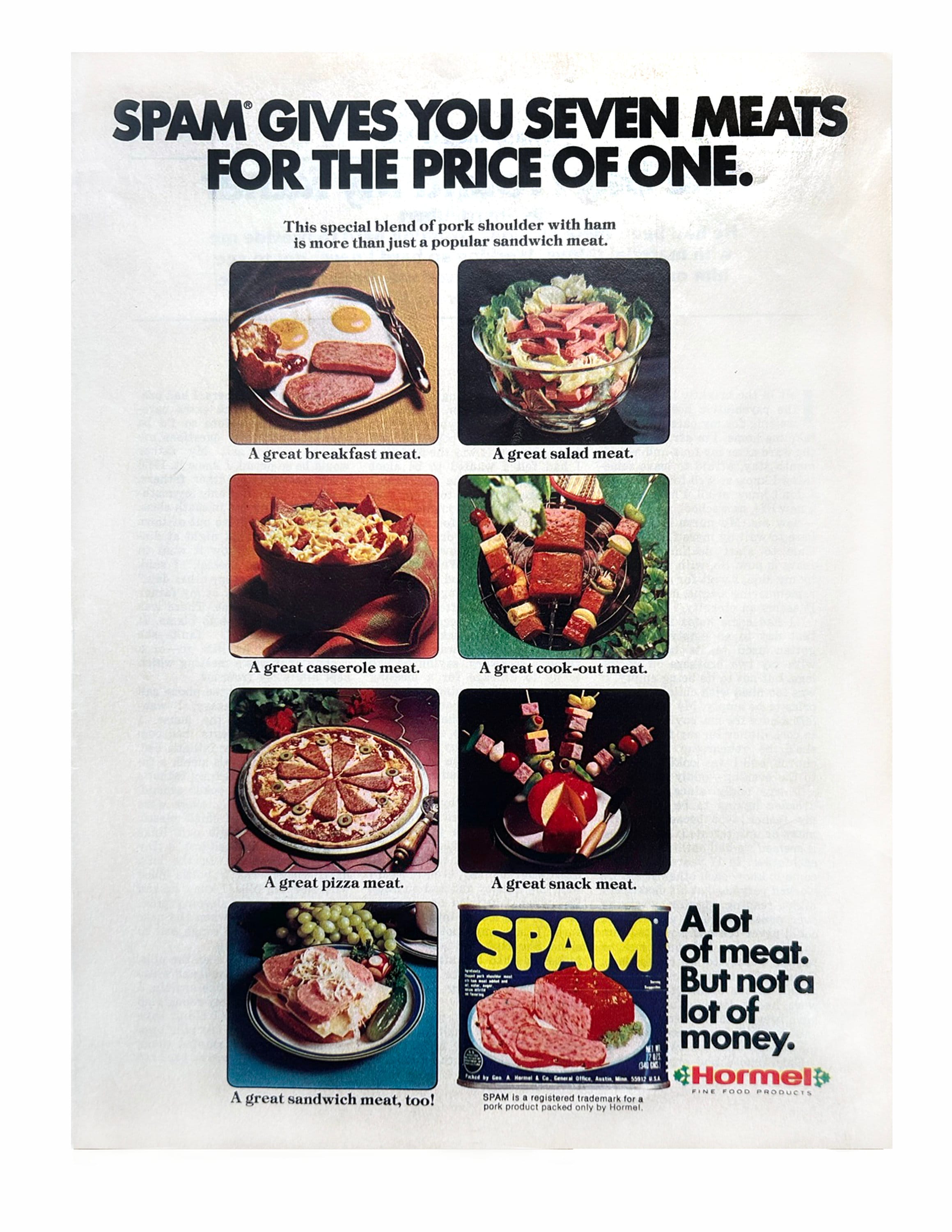 Vintage 1975 Spam Food Art Ad - Retro Magazine Advertisement for ...
