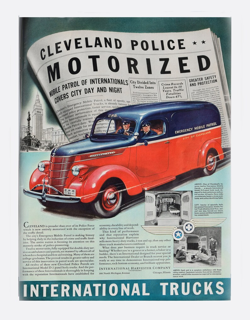 International Truck Ad, Ambulance Driver Gift,1939 Truck Ad,vintage ...