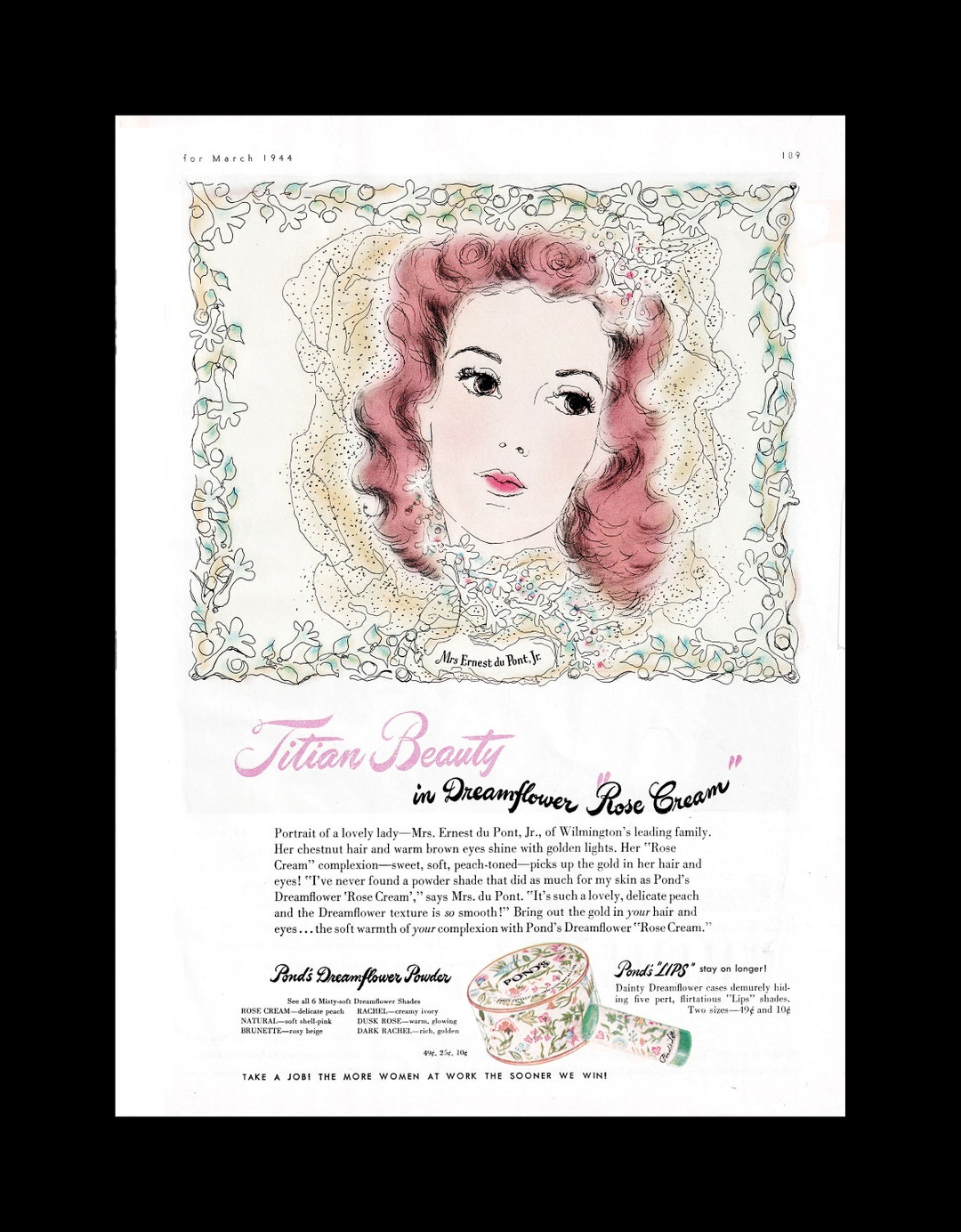 40s Ad, Ponds Angel Face Cream Ad, Vintage Advertising Print, Ponds ...