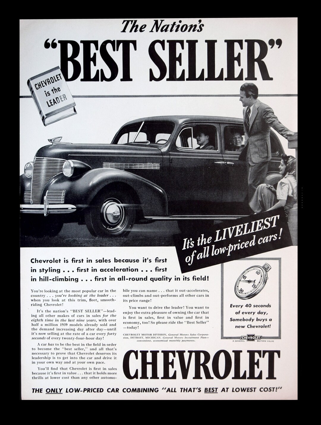 40' Chevy Ad, Vintage Magazine Ad, Vintage Advertising Print, Magazine ...