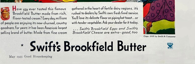 1930s Vintage Brookfield Butter Magazine Ad Print: Nostalgic Kitchen ...