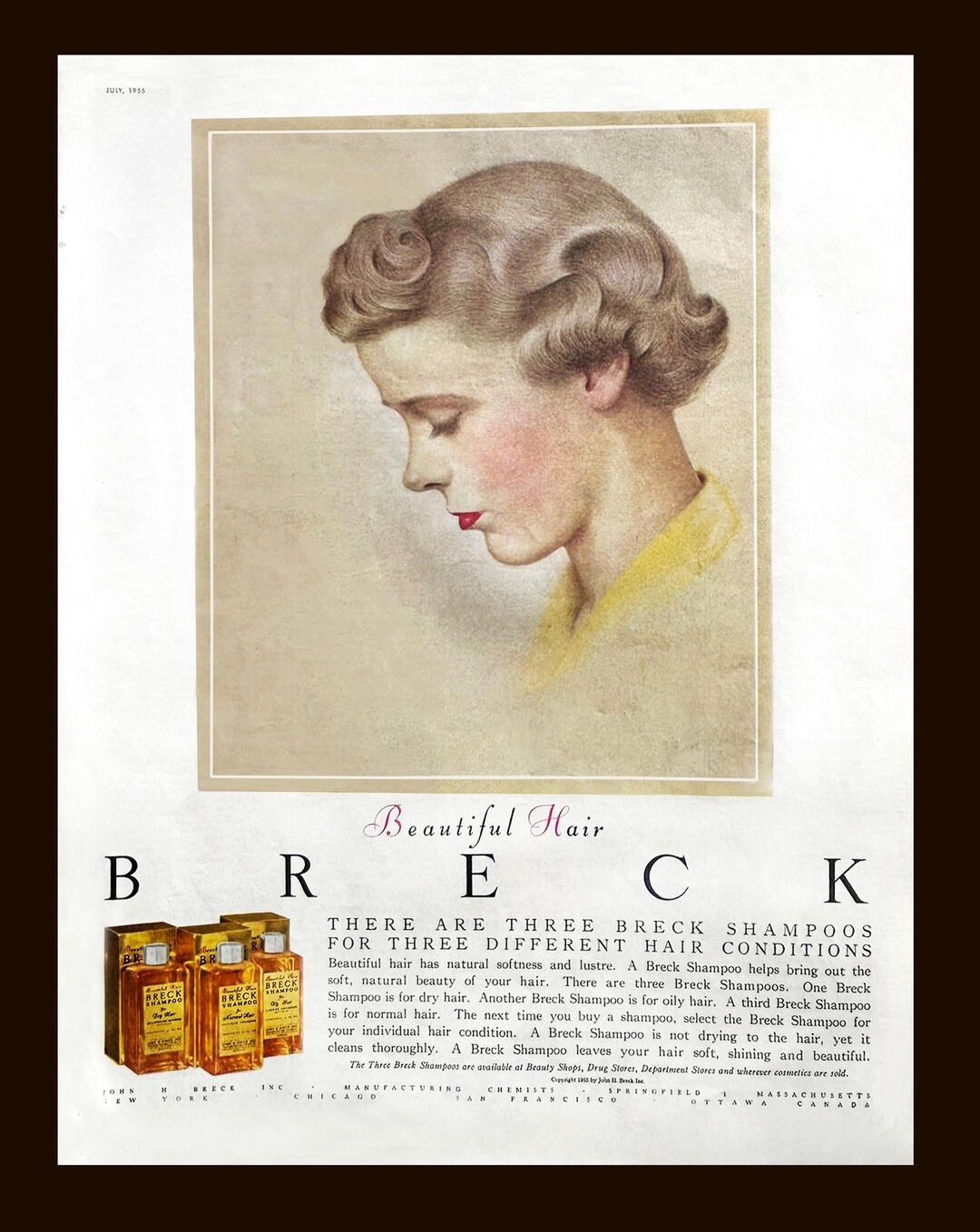 Vintage 1950s Breck Shampoo Magazine Ad for Hair Care and Beauty - Etsy