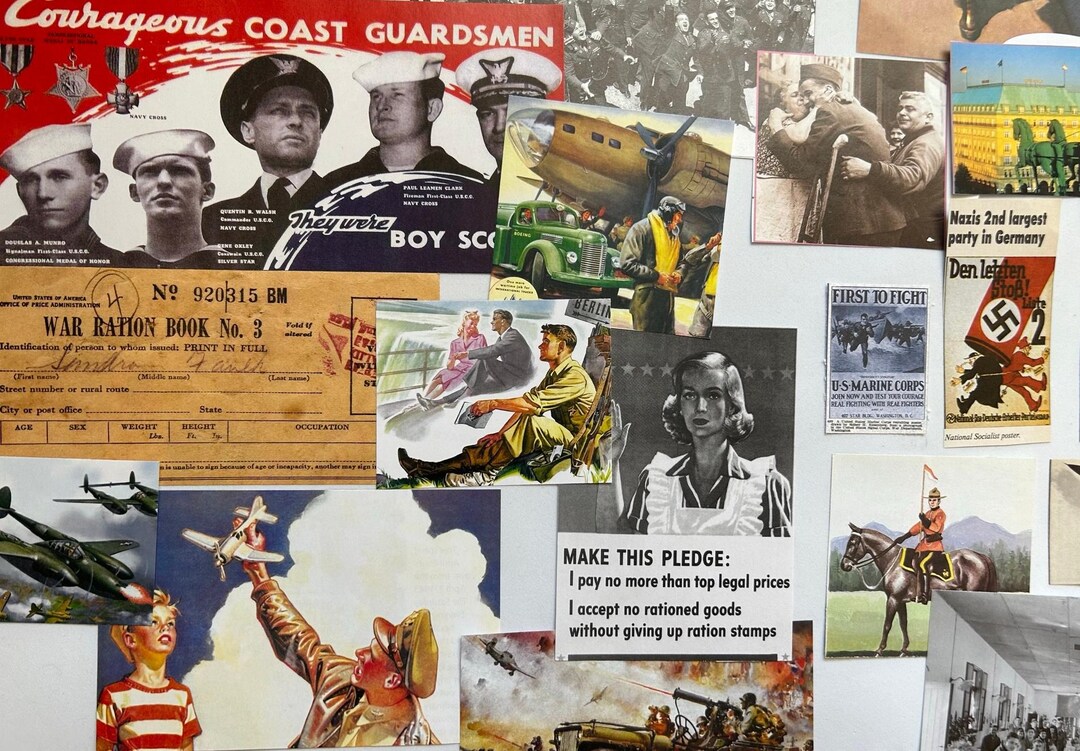WWII Military Memorabilia Vintage Journal With Ephemera and Magazine ...