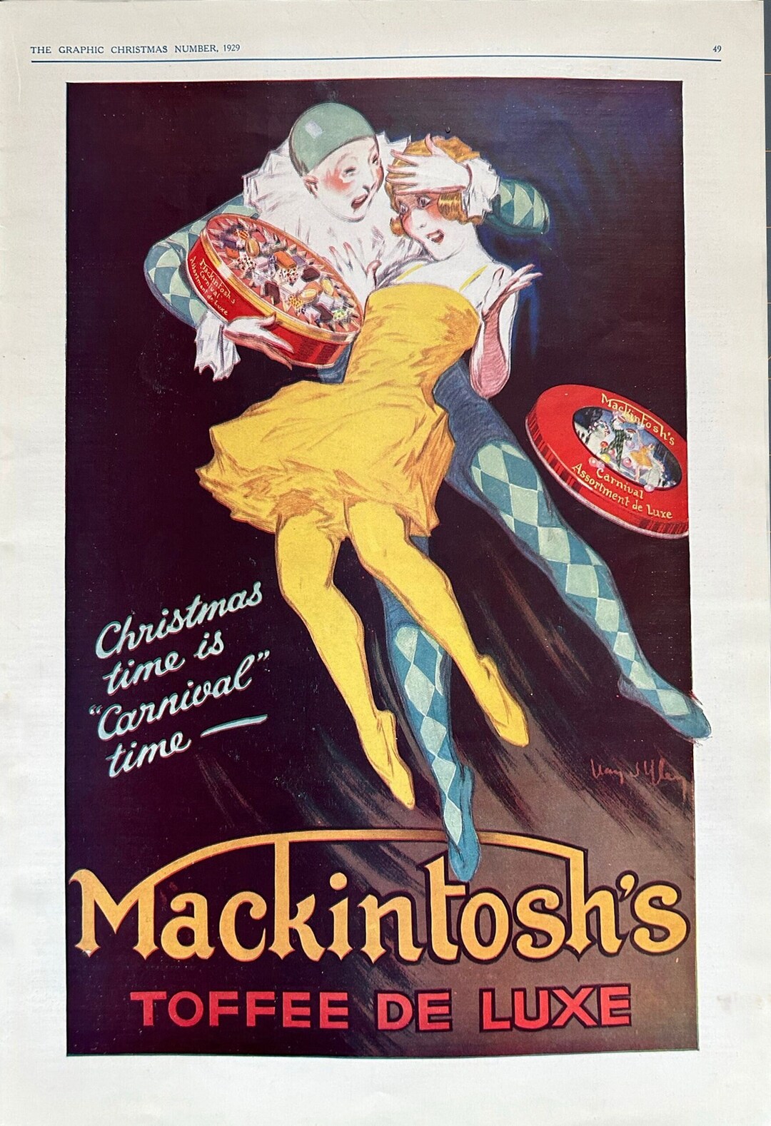 Mackintosh's Toffee Ad Poster: 1929 Carnival Time Magazine Print - Etsy