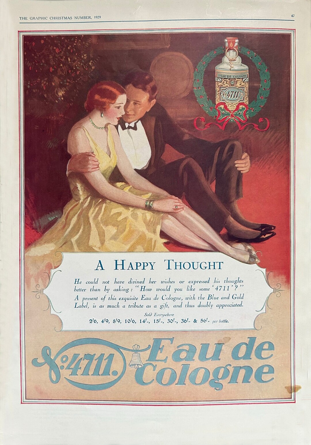 Vintage 1920s Eau De Cologne Ad for Antique Salon Decor and Hair ...