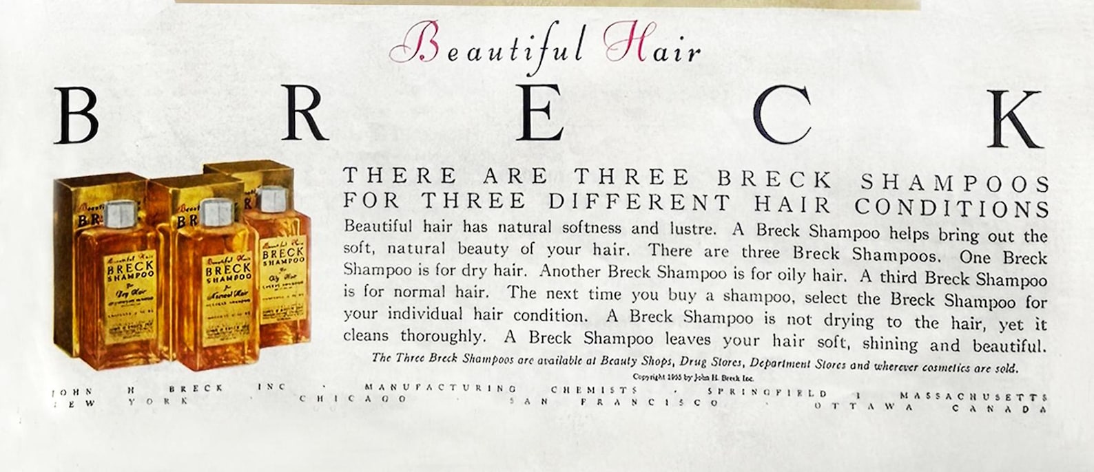 Vintage 1950s Breck Shampoo Magazine Ad for Hair Care and Beauty - Etsy
