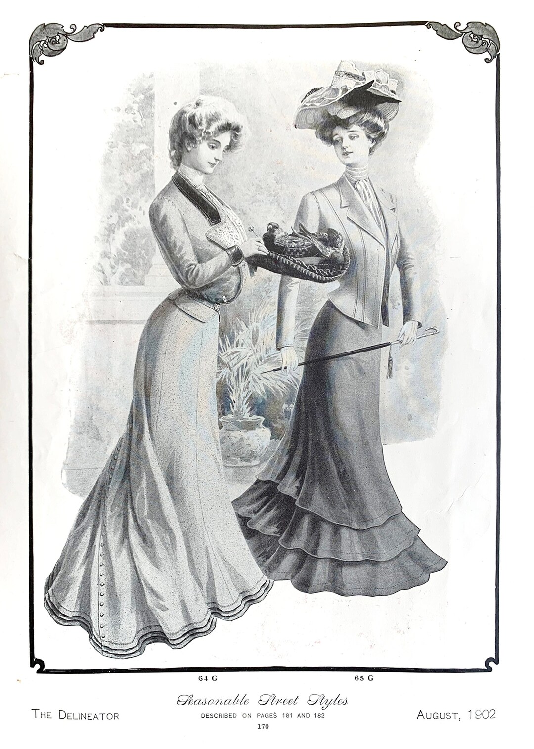 Vintage Fashion History Sketch on Old Book Pages - Antique Art Print - Etsy