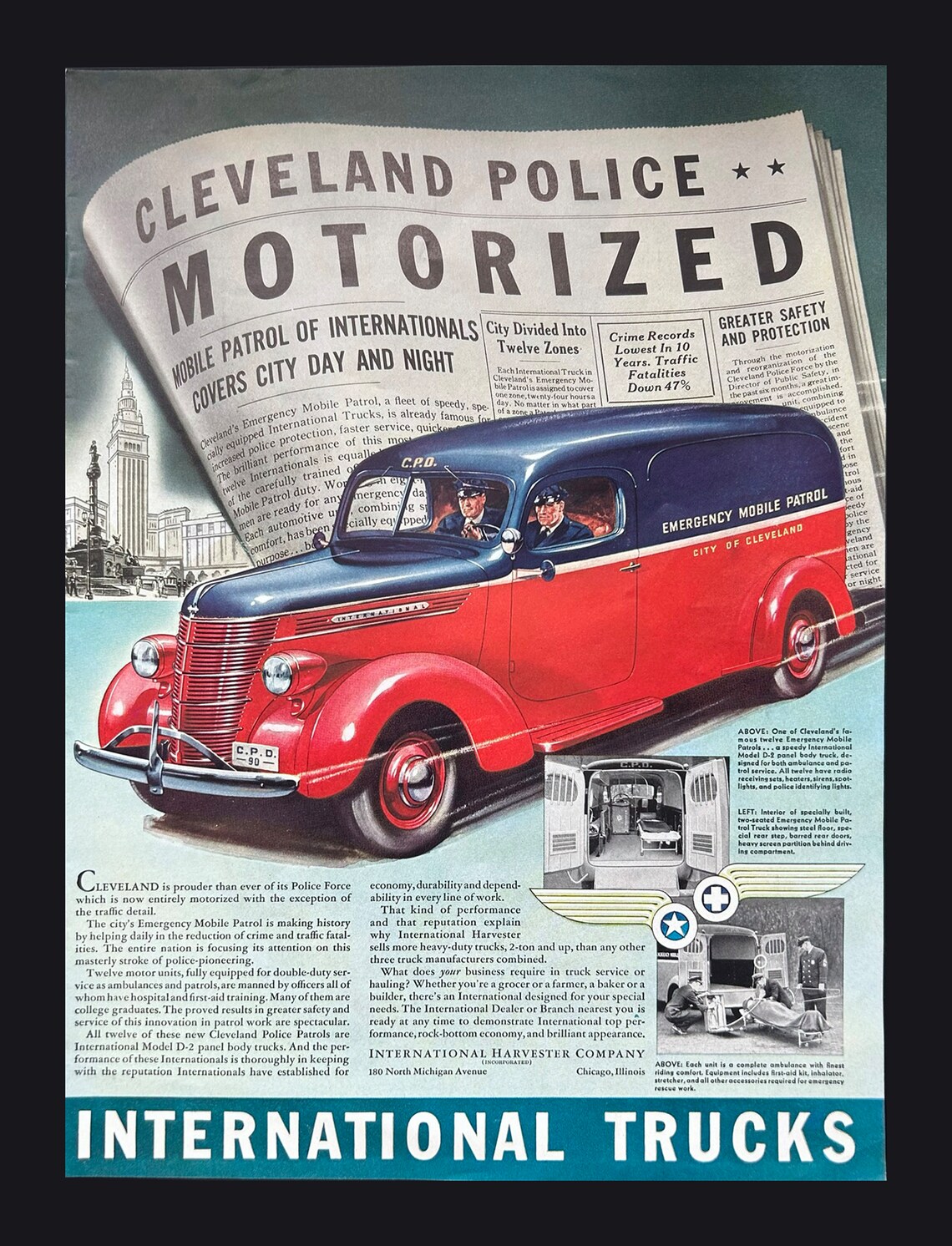 International Truck Ad, Ambulance Driver Gift,1939 Truck Ad,vintage ...