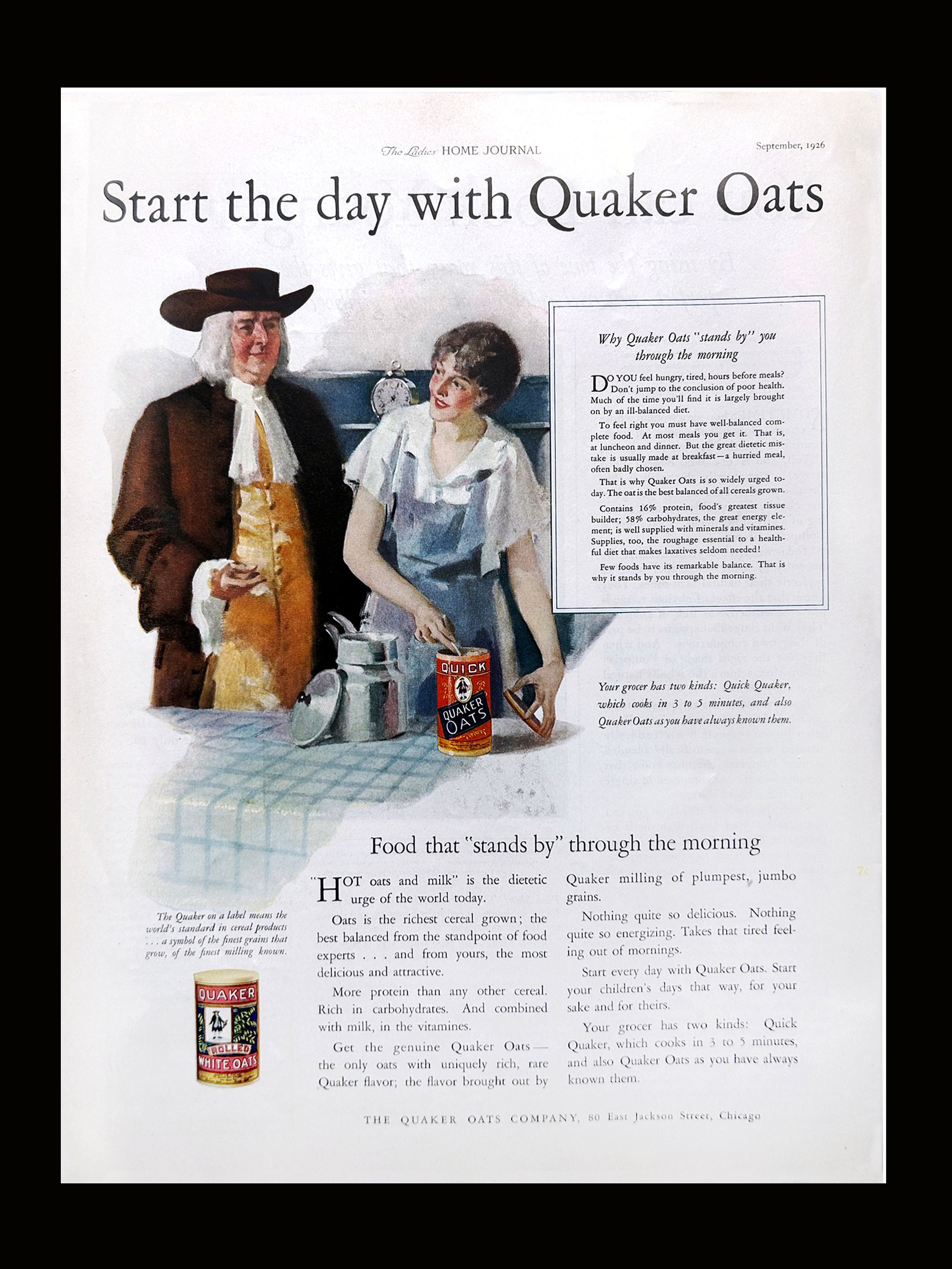 Quaker Oats Cereal Vintage Ad: Nostalgic Breakfast Memorabilia & Retro ...