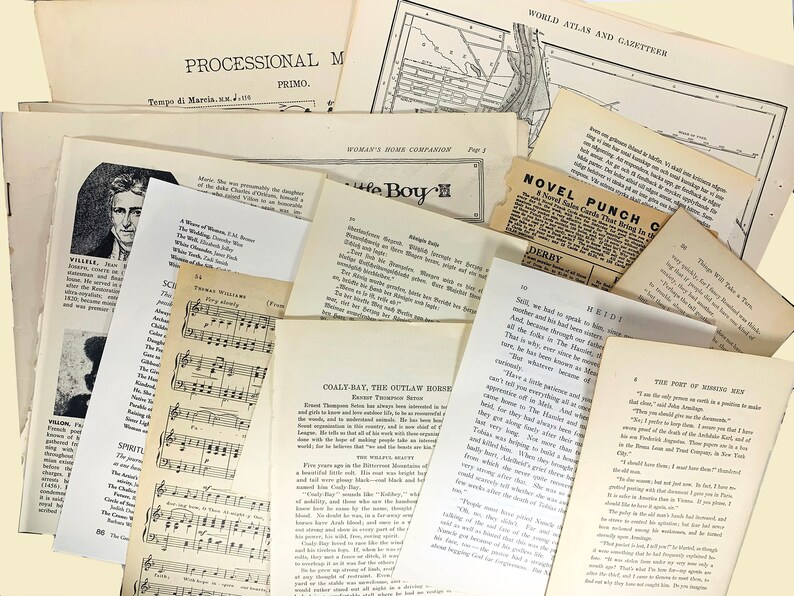 Vintage Book Paper Vintage Book Pages Old Book Pages 55 Pages Ephemera ...