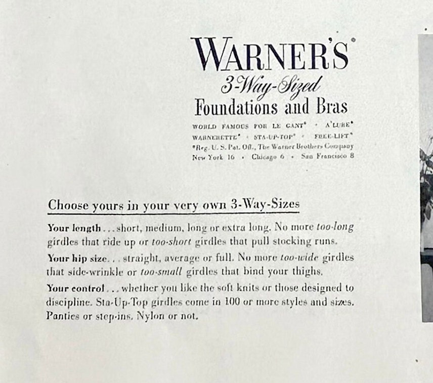 1953 Warners Vintage Magazine Lingerie Print Ad, Corset Girdle Ephemera ...