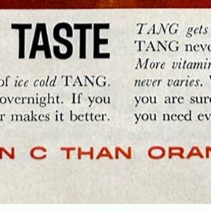 Tang Ad, 1961 Vintage Magazine Ad, Vintage Advertising Print, Magazine ...