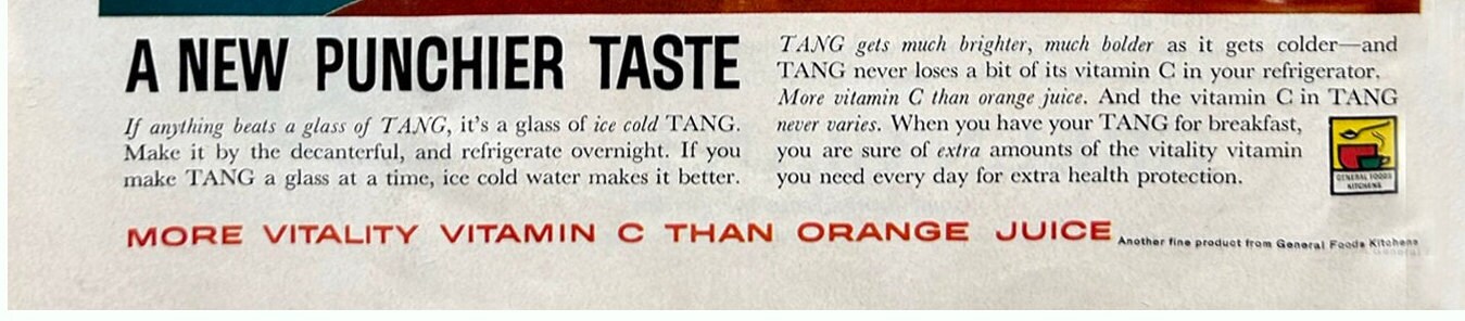 Tang Ad, 1961 Vintage Magazine Ad, Vintage Advertising Print, Magazine ...