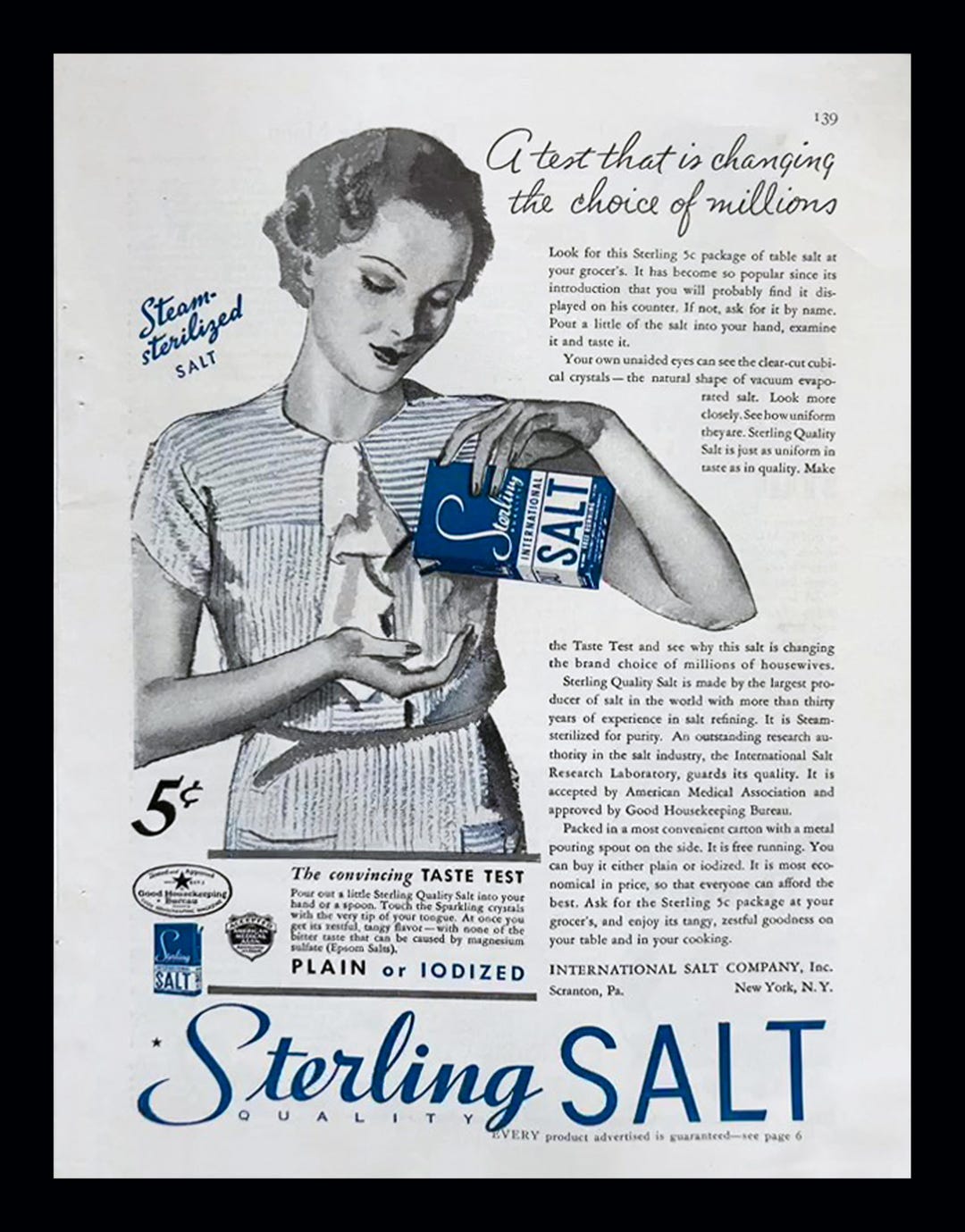 Sterling Salt Advertisement, Vintage Food Magazine Ad, Print ...