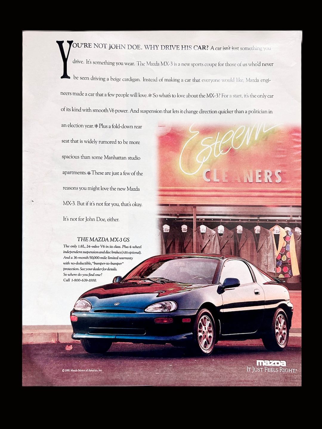 Mazda MX3 Vintage Magazine Advertising Print Ephemera Car Collectible ...