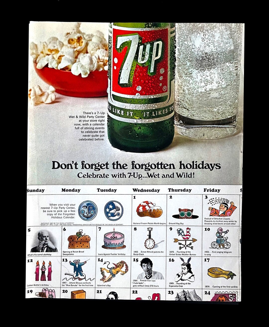 Original 7up Vintage Magazine Ad for Home Bar Decor - Etsy