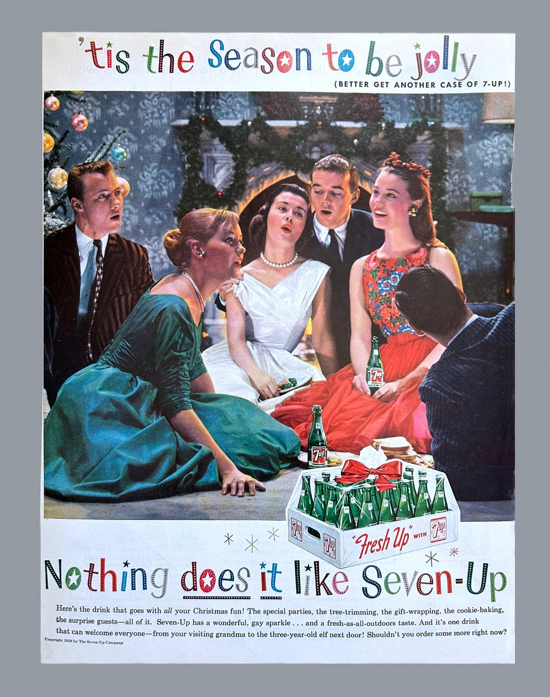 1958 7up Christmas Ad: Vintage Magazine Print - Etsy