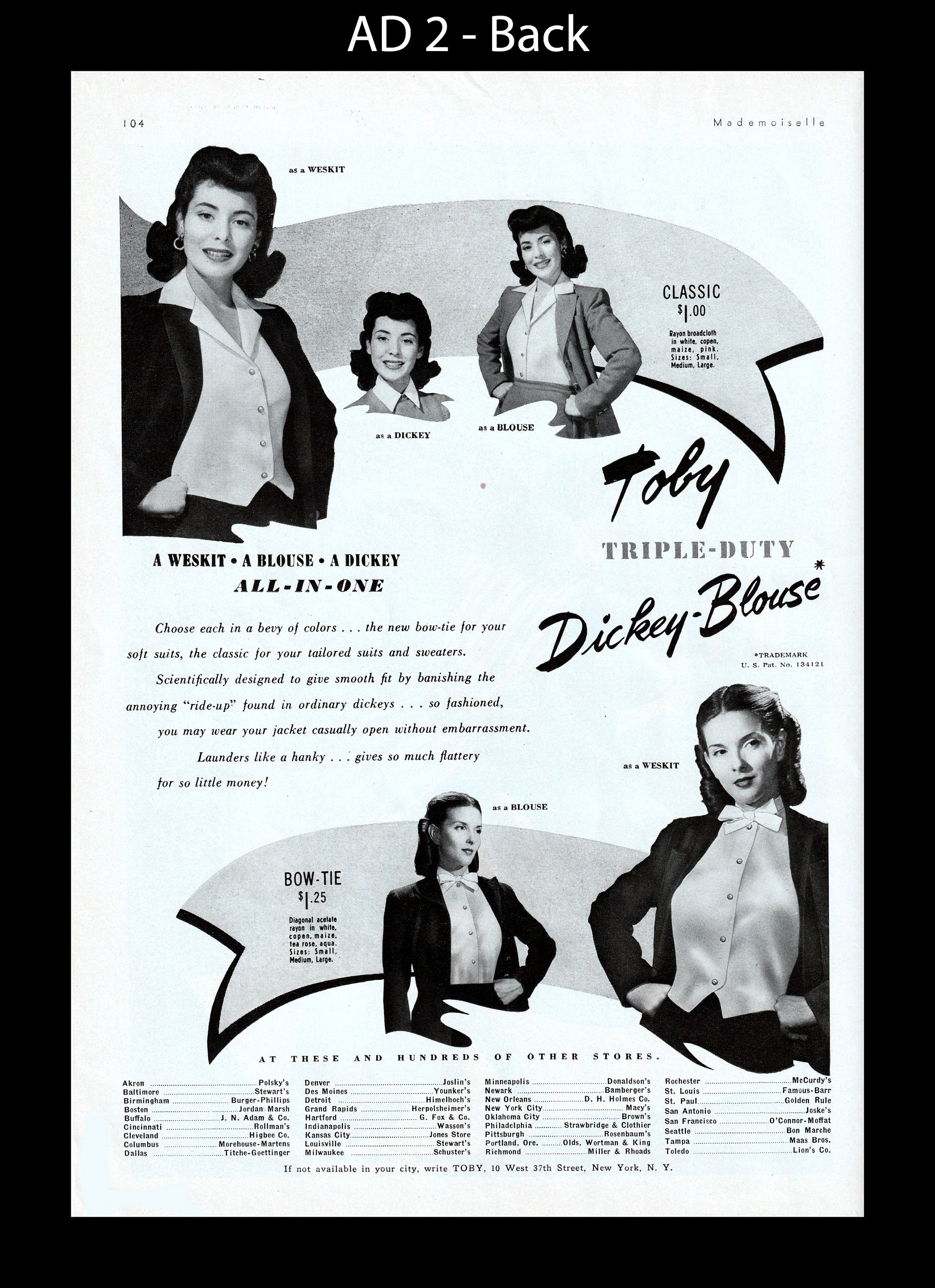 40s Old Advertising, you Choose, Mademoiselle Magazine Ads, Fashion ...