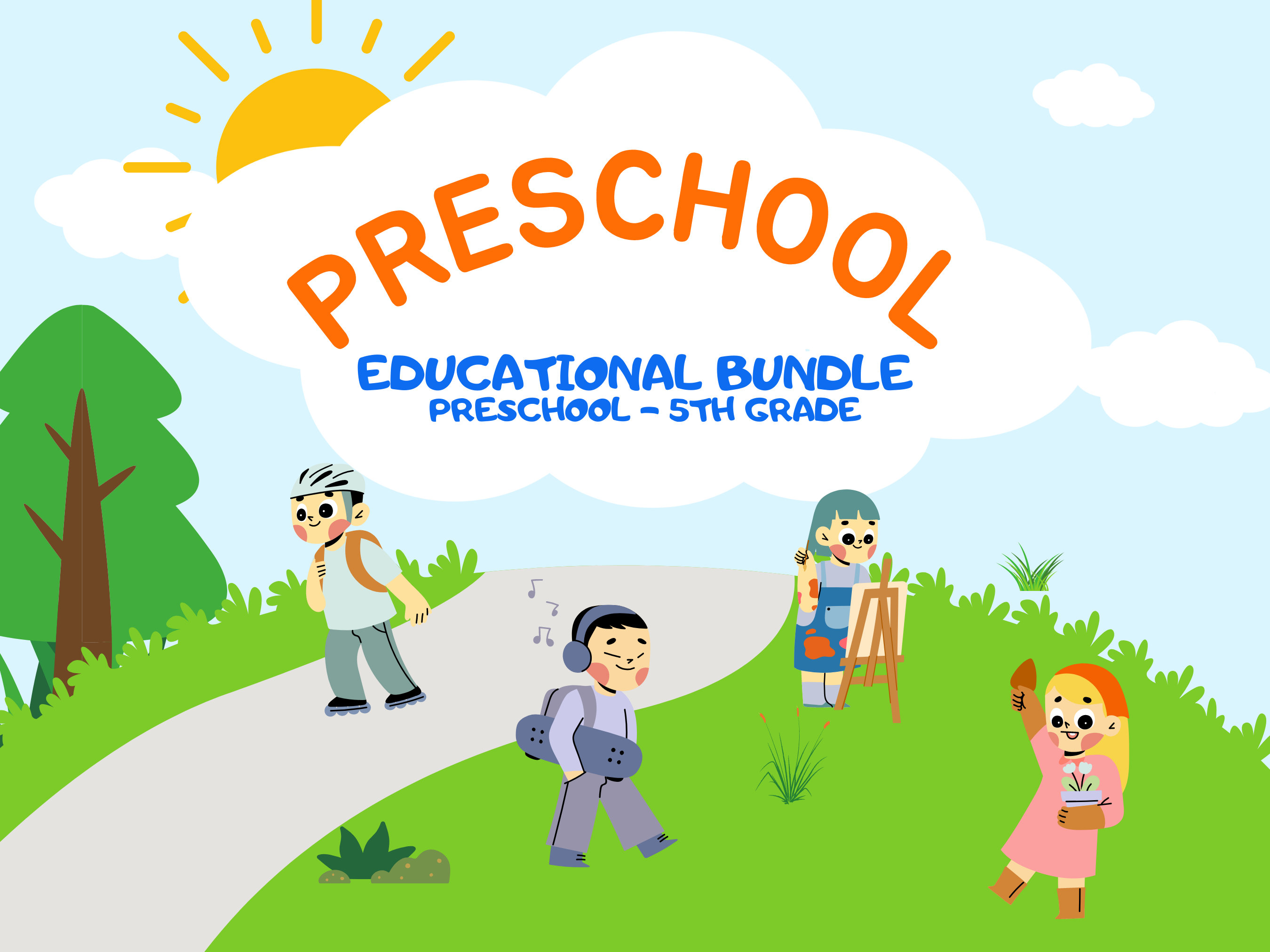 Printable Kids Workbook Kit , Preschool- 5th Grade Educational Bundle ...