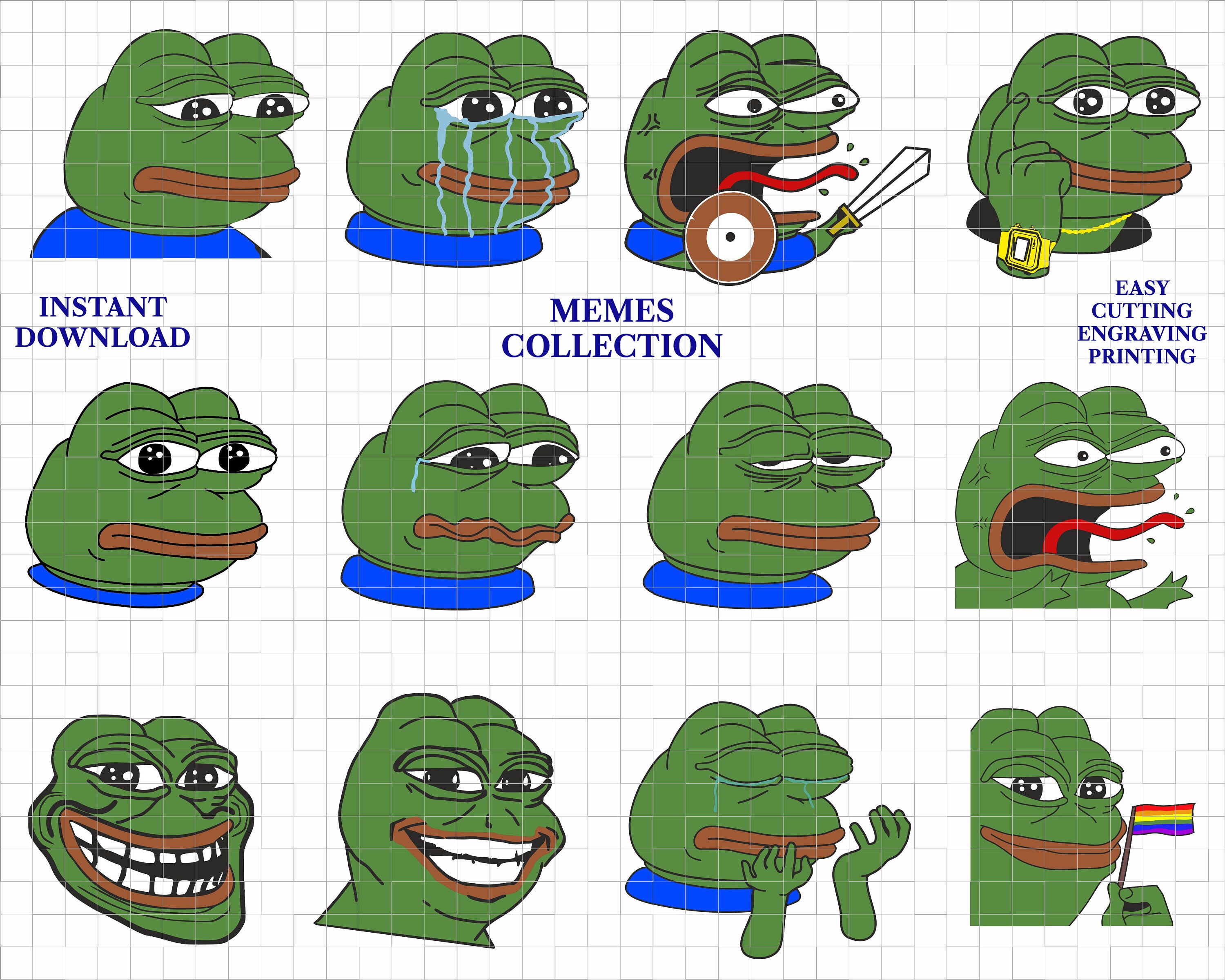 Pepe Frog Meme SVG PNG file Cricut Silhouette Laser cutting | Etsy