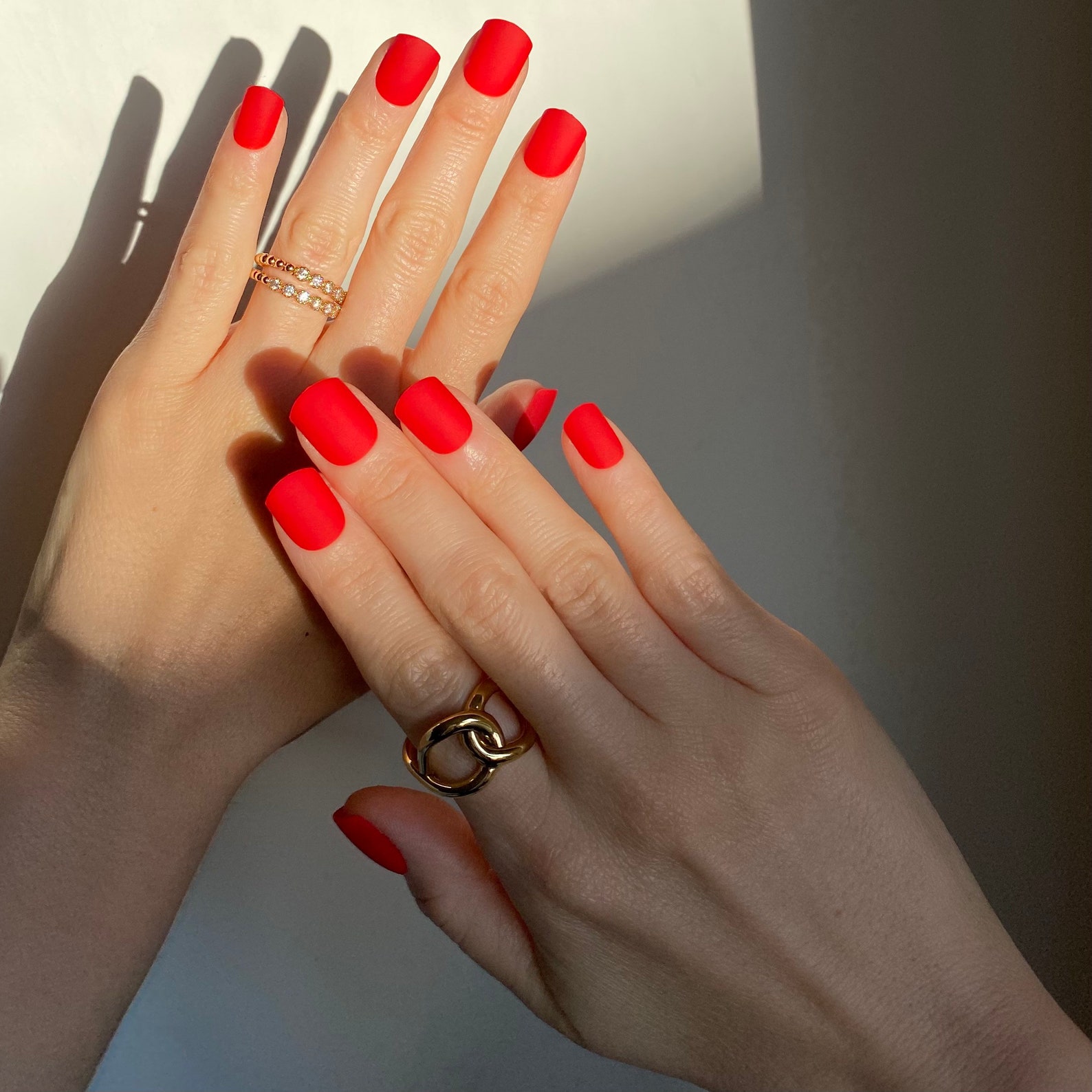 Cajun Red Matte Reusable Mani Square Nails False Nails - Etsy