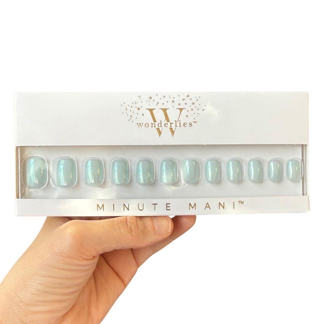 Patriotic Baby Blue Short, Square Press on Nails | Reusable Nails ...