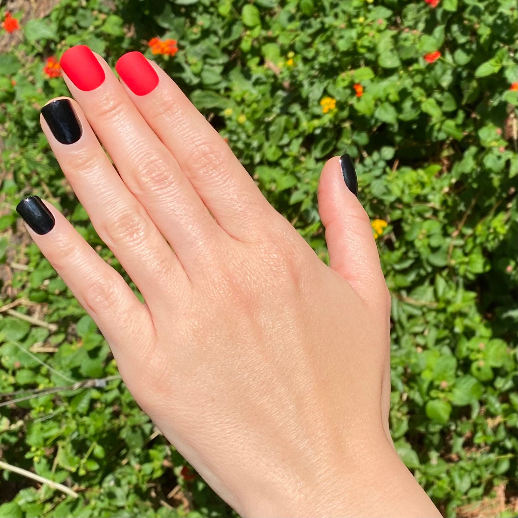 2 Pack Matte Red and Glossy Black Press on Nails Short - Etsy