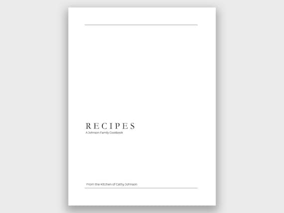 Editable Recipe Book Template 2 Modern Minimal Printable | Etsy