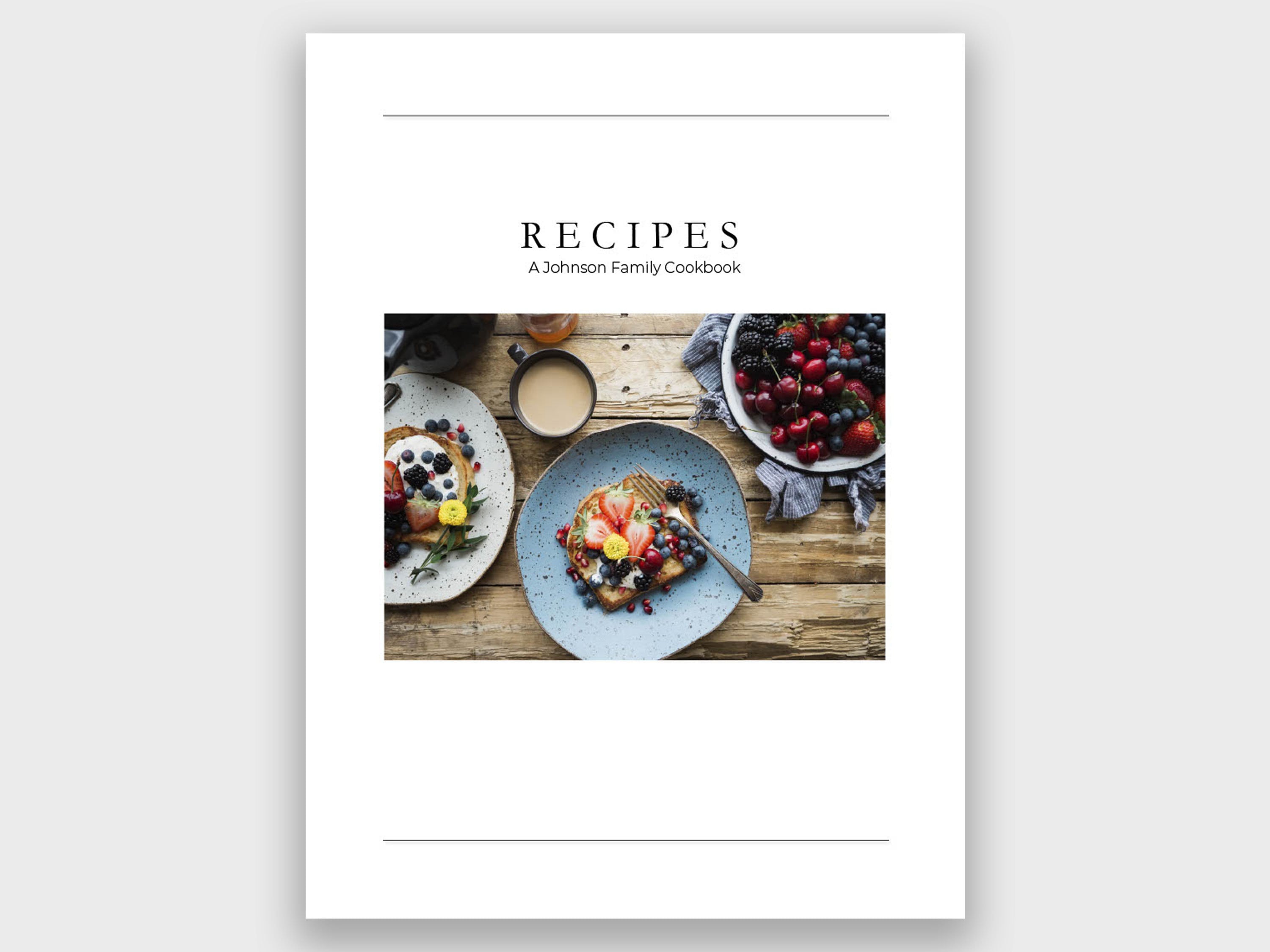 Editable Recipe Book Template 0005 | Modern Minimal | Printable Recipe ...