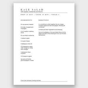 Editable Recipe Book Template 2 | Modern Minimal | Printable Recipe ...
