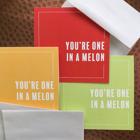 Vous êtes un dans un melon Cartes de notes carrées colorées | Etsy