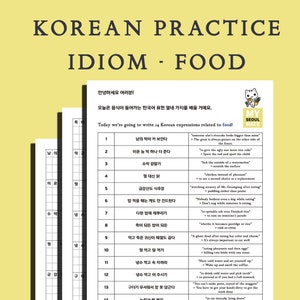 How to Write Korean IDIOMS Food Edition by Myseoulmate, Korean Practice ...