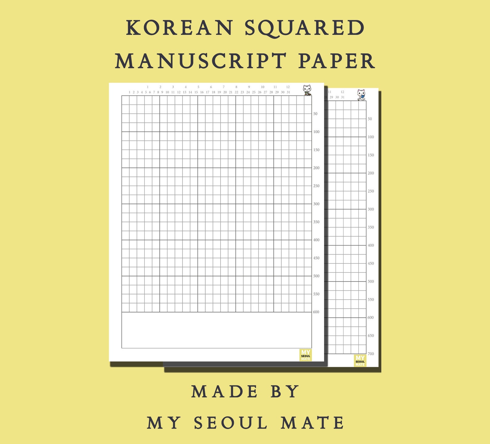 Korean Hangul Practice Writing Squared Manuscript Paper TOPIK Printable ...