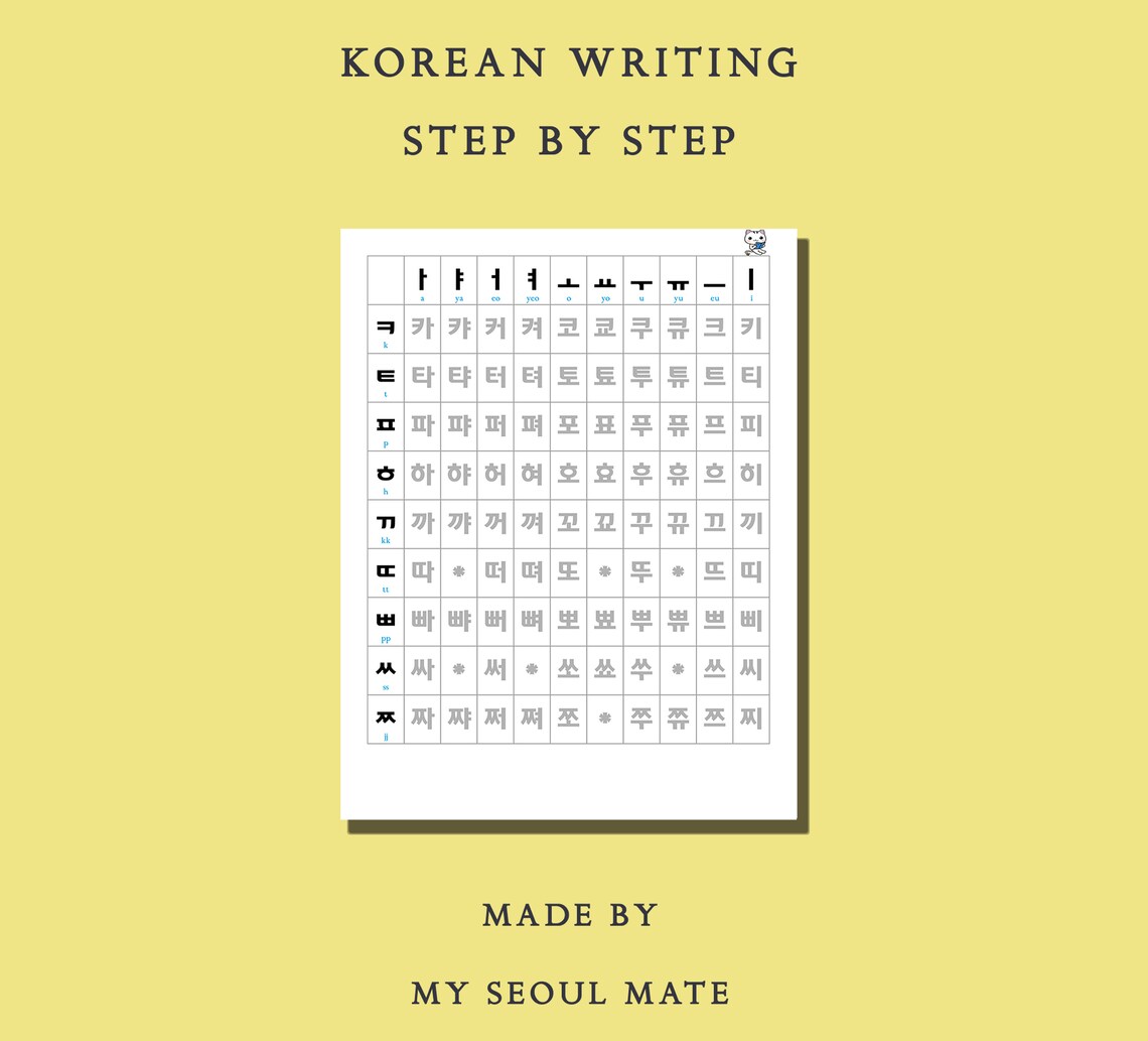 How to Write Korean Alphabet by Myseoulmate PRINTABLE Hangul | Etsy