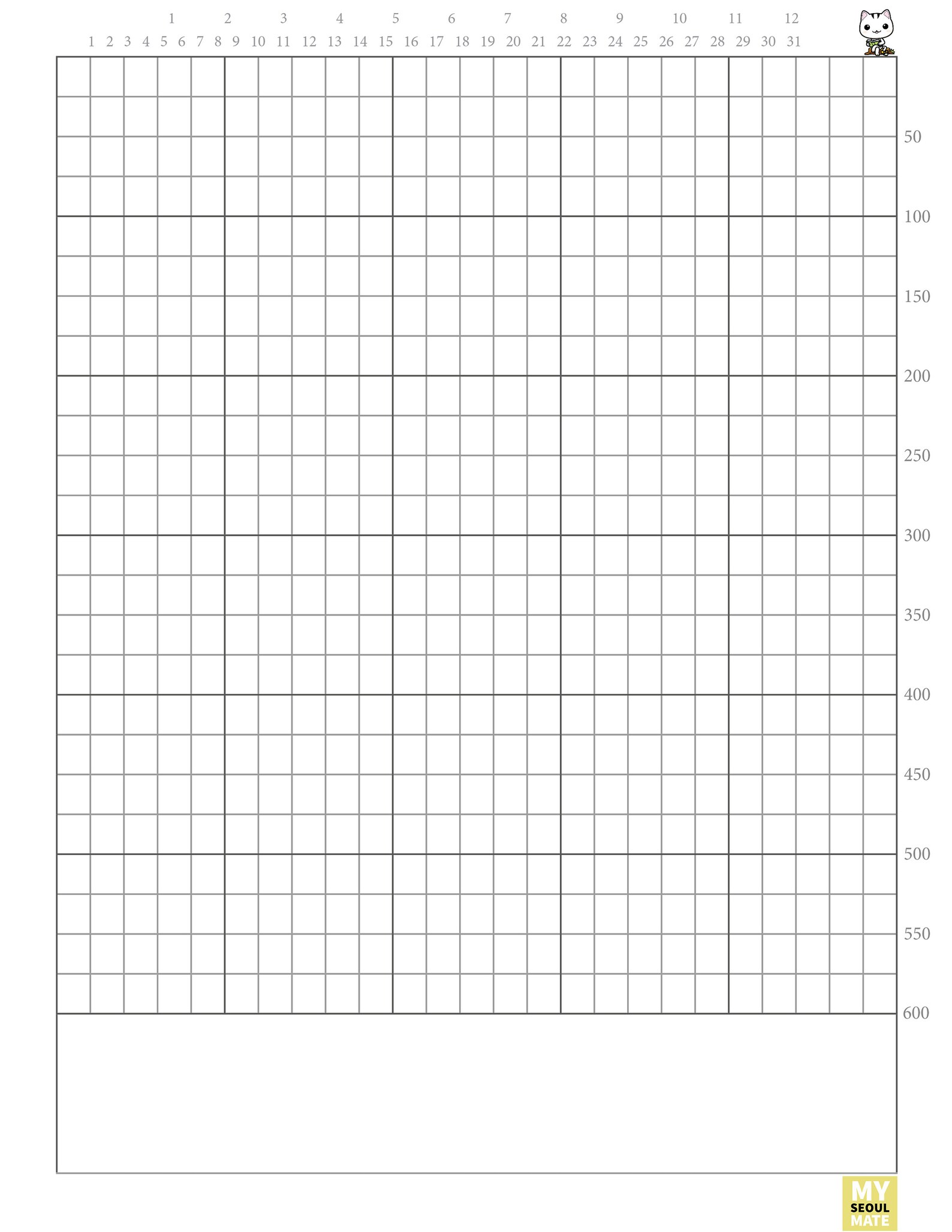 Korean Hangul Practice Writing Squared Manuscript Paper TOPIK Printable ...