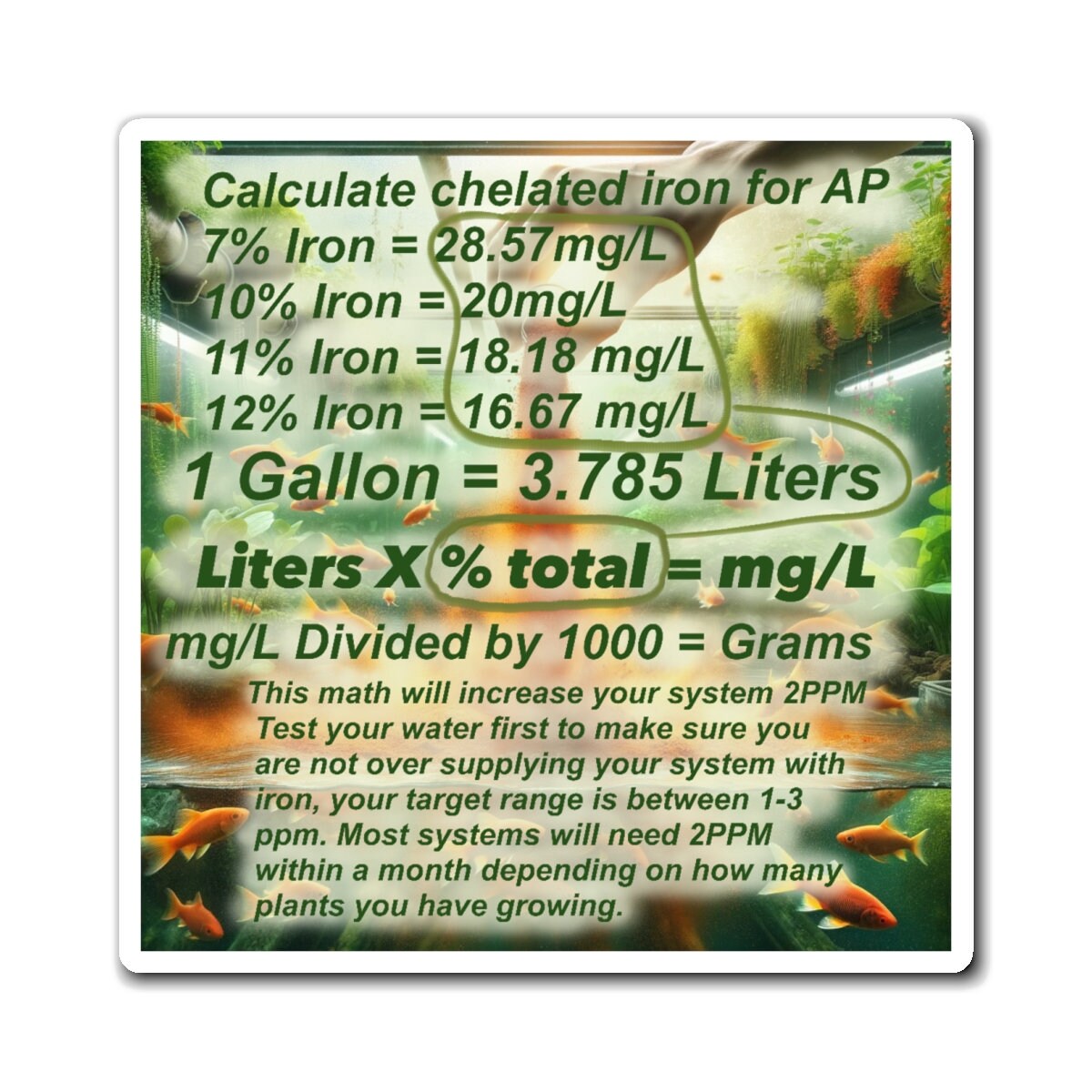 Iron Calculation Cheat Sheet for Aquaponics - Etsy