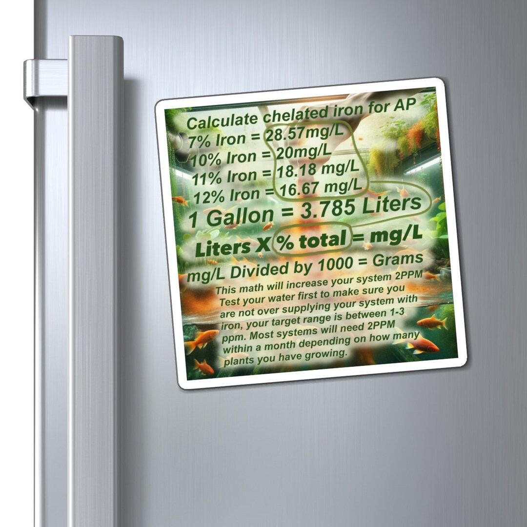 Iron Calculation Cheat Sheet for Aquaponics - Etsy