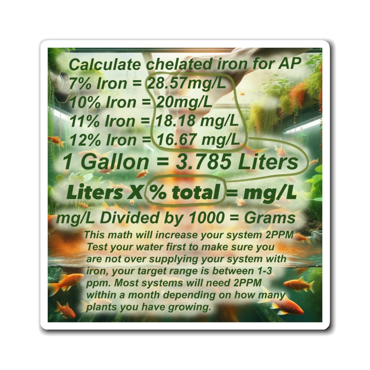 Iron Calculation Cheat Sheet for Aquaponics - Etsy