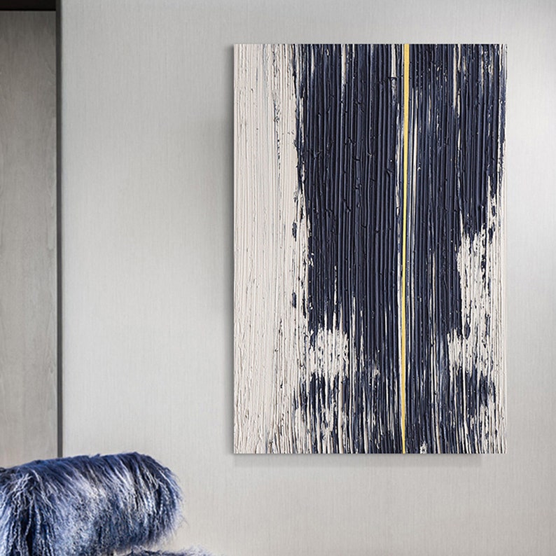 Large Wall Art Wind Blue Abstract Painting Line Art Blue and White ...