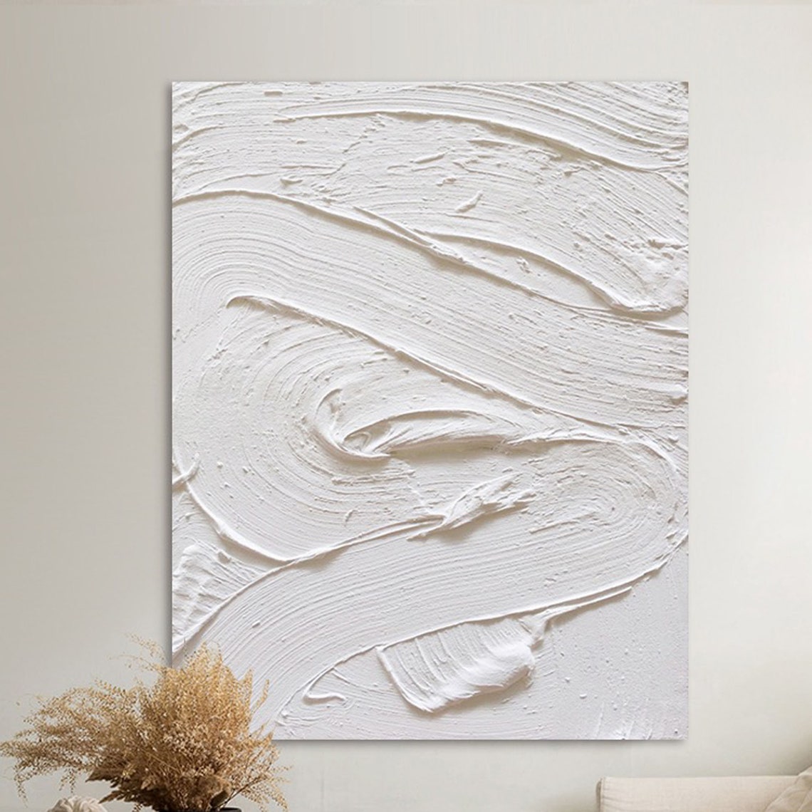 White Texture Painting White 3D Textured Painting White Minimalist Painting Original Modern Room ...