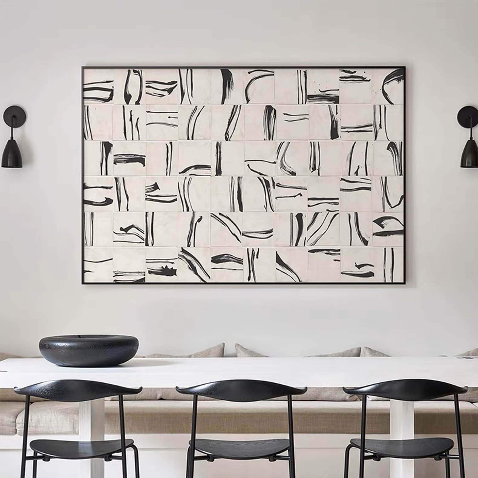 Black and White 3D Texture Wall Art Black and White Minimalist Art ...